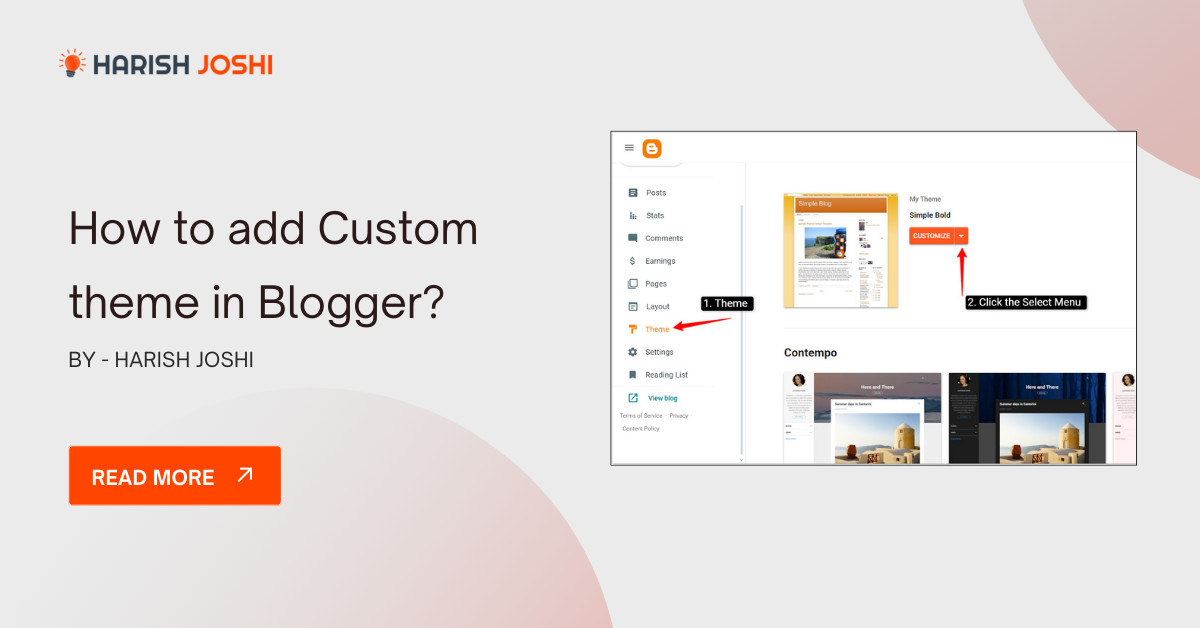 How to add Custom theme in Blogger? - Harish Joshi
